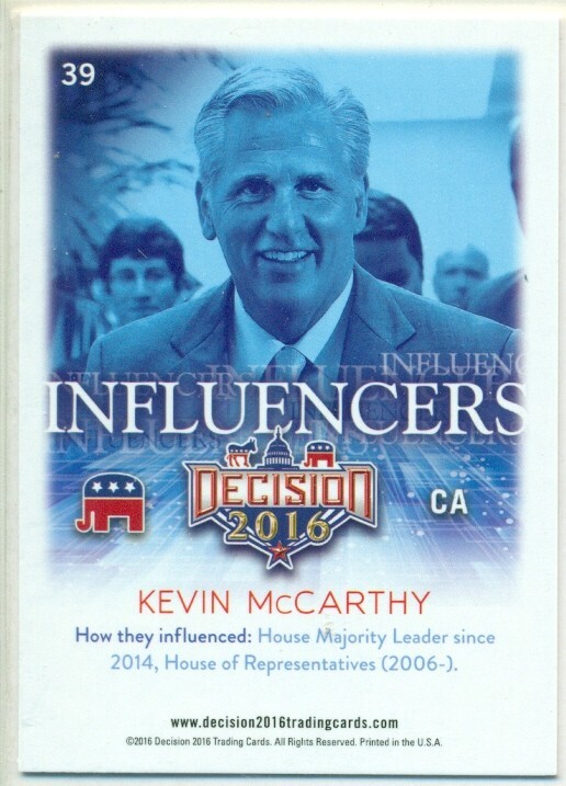 TRADING CARD - DECISION 2016 - INFLUENCERS - KEVIN MCCARTHY - #39 ...