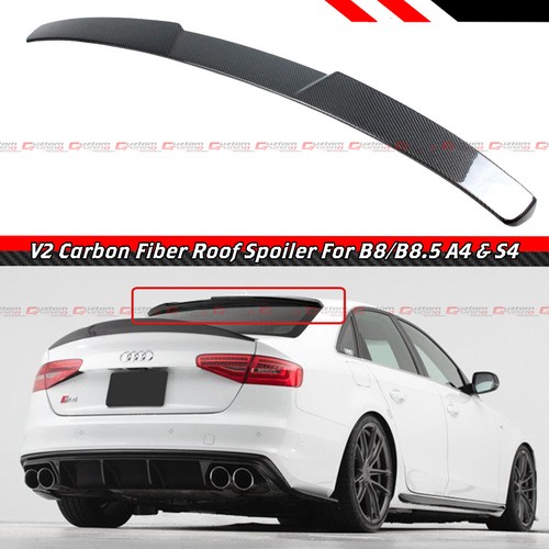 FOR 09-16 AUDI A4 S4 B8 B8.5 V2 HIGH KICK CARBON FIBER REAR WINDOW ROOF ...