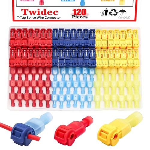 Twidec/120PCS Quick Splice Wire Terminals 60 Pairs T-TAP Disconnect ...