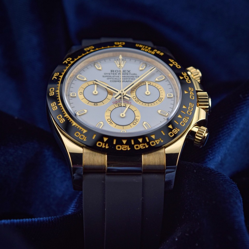 Rolex Daytona Yellow Gold 116518LN Cosmograph White Dial Gold Subdials ...