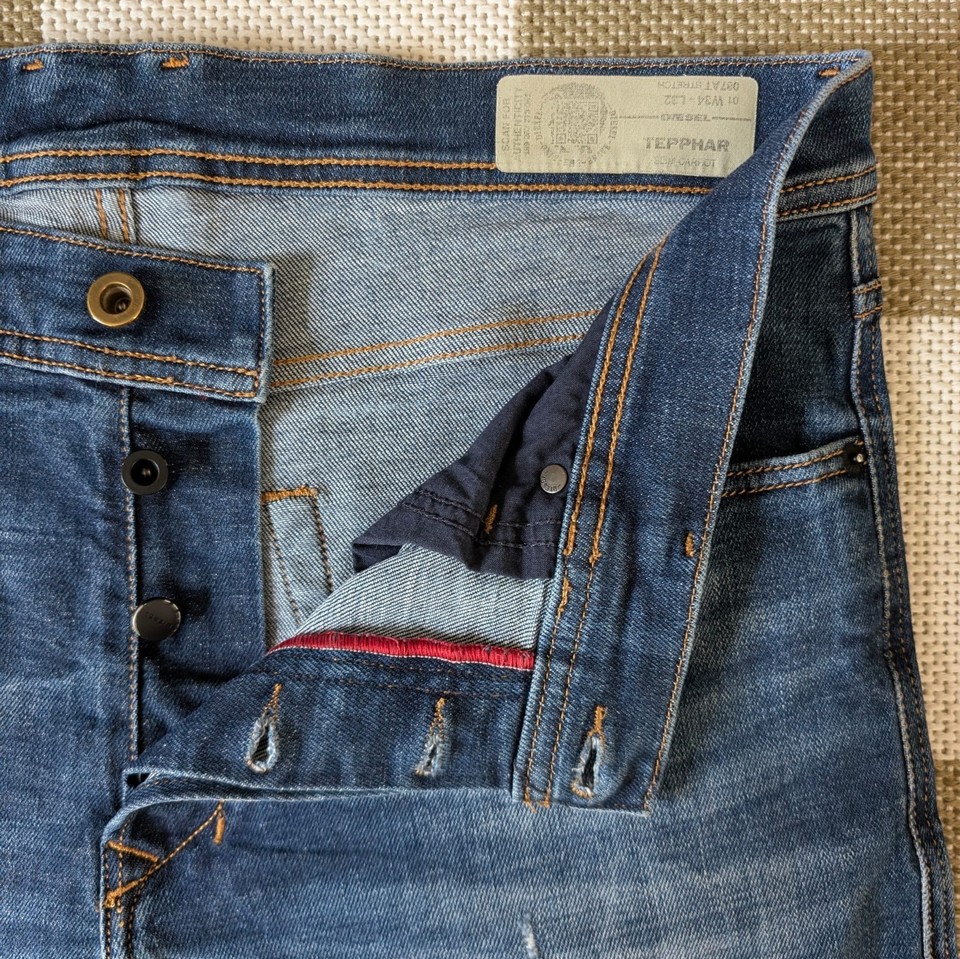 Mens Diesel TEPPHAR 087AT Stretch Slim Straight Blue Jeans W34 L32 | eBay