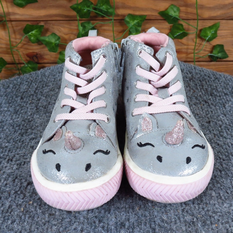 Wonder Nation Toddler Girl Size 7 Gray Pink Synthetic Unicorn High Top ...