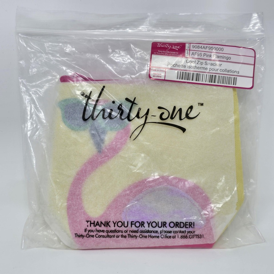 Thirty-One Cool Zip Snacker Insulated Snack Pouch Bag Pink Flamingo NWT ...