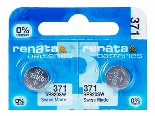 2 x Renata 371 Pila Batteria Orologio Mercury Free Silver Oxide SR920SW ...