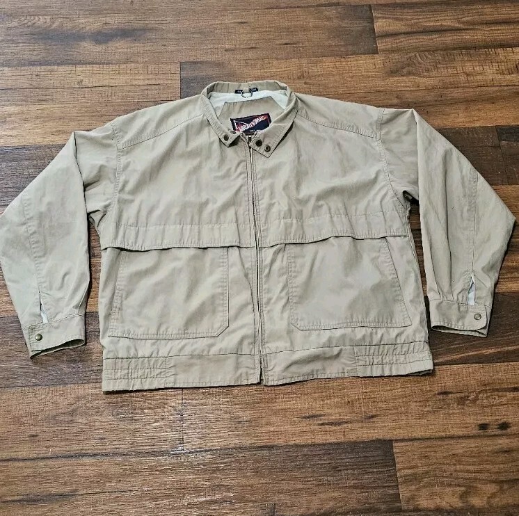 Vintage Mighty Mac Wind Breaker Jacket Mens 46 TanLin… - Gem