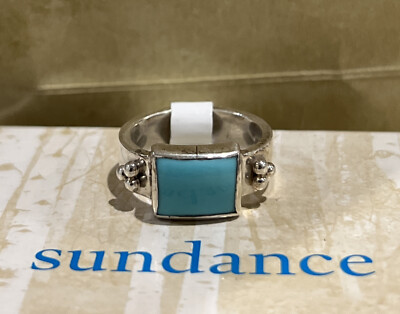 NWT Sundance Catalog Silver Turquoise “City Slicker Ring” size 5.75-6 ...