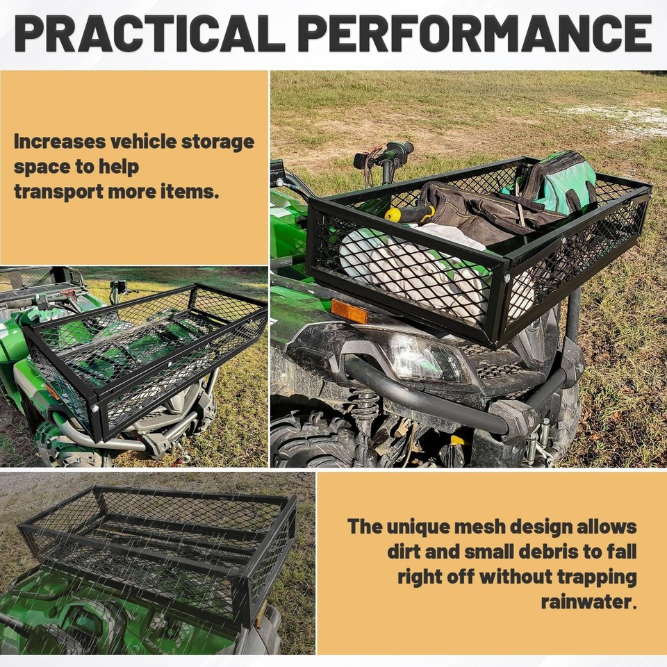 KUAFU ATV Front+Rear Cargo Basket Universal Front+Rear Luggage Carrier ...