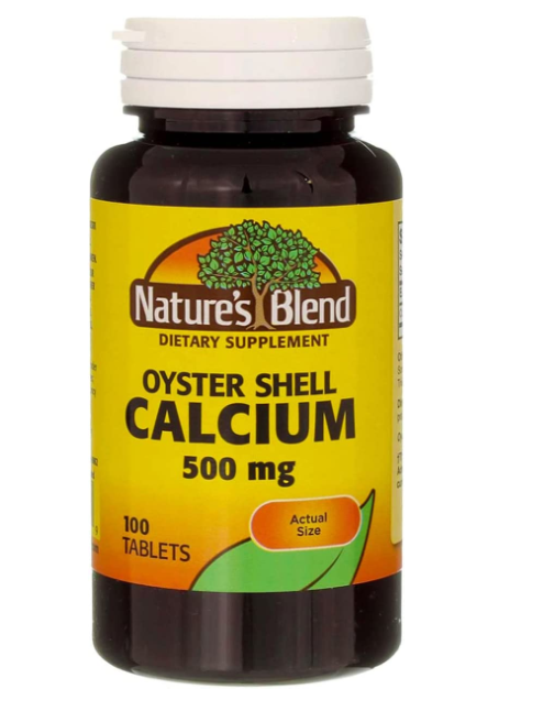 (2PK) Nature's Blend Oyster Shell Calcium 500 mg, 100 Tablets ...