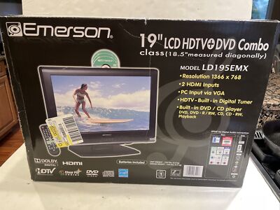 Emerson 19” LCD HDTV + DVD Combo Model LD195EMX (NIB) | eBay