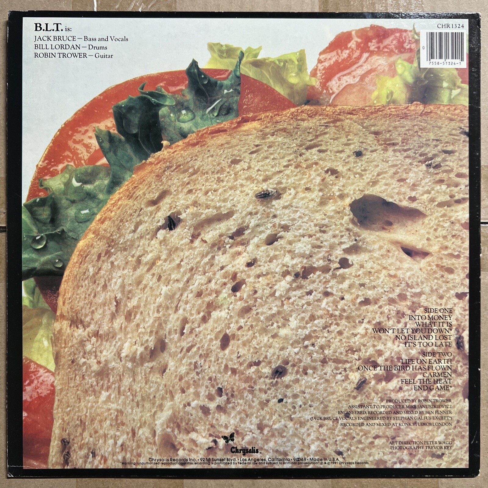 Robin Trower - B.L.T. Lp Chrysalis Jack Bruce ex! | eBay