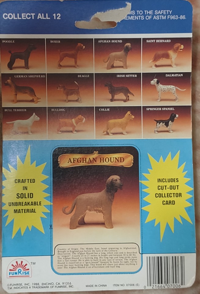 Vintage Funrise International Champion Dog Afghan Hound Figure NIP | eBay