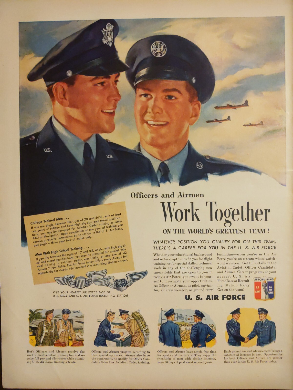 1950 vintage US Air Force recruitment ad, Post World War ll | eBay