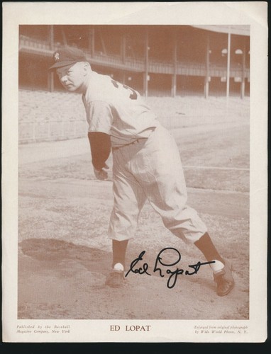 1951 M114 Baseball Magazine Premium -ED LOPAT (Yankees) *Autographed* d ...