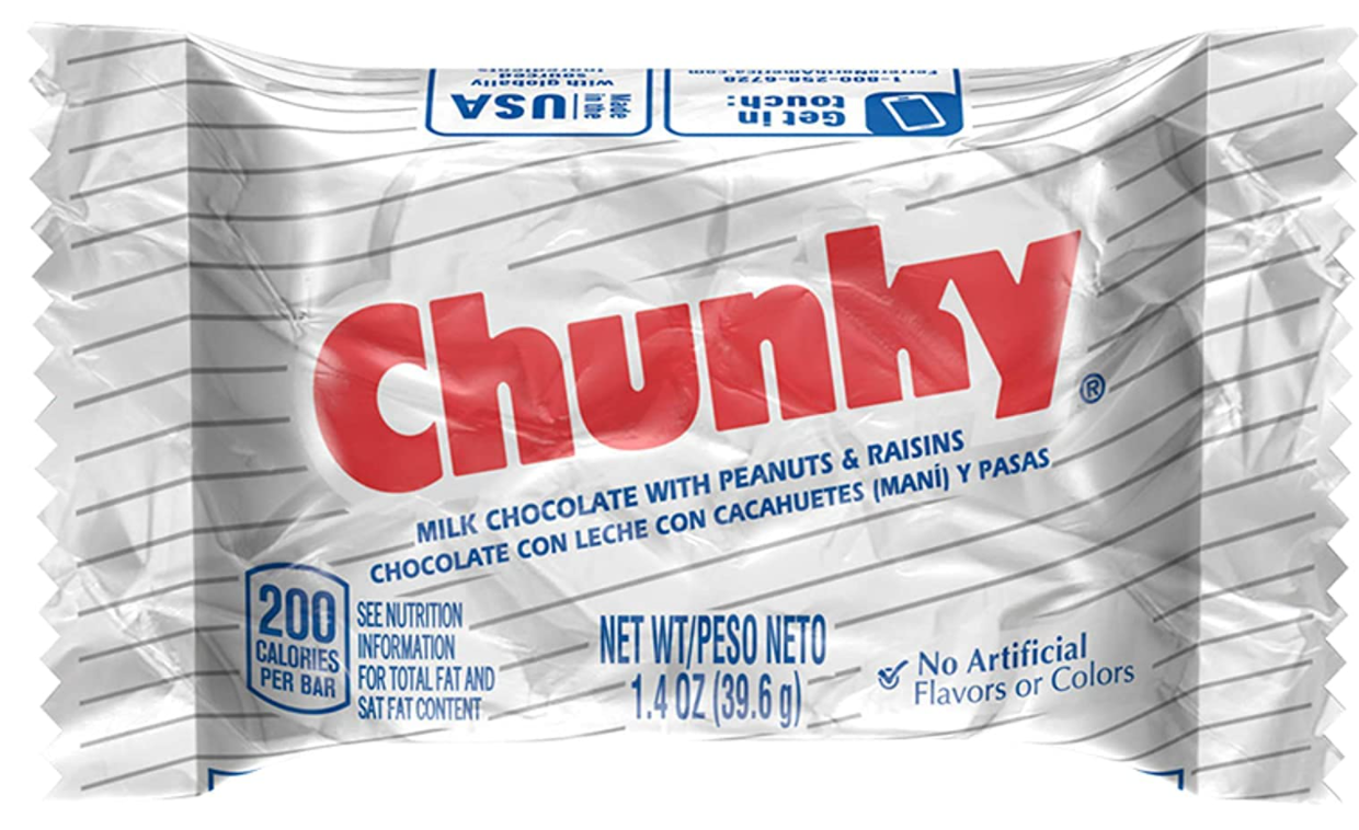 Chunky Milk Chocolate with Peanuts and Raisins Candy Bar, 1.4 oz Bulk ...
