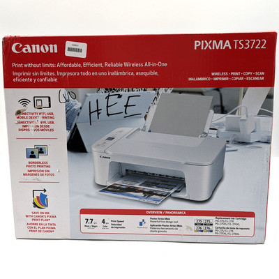 Canon - PIXMA TS3722 Wireless All-In-One Inkjet Printer - White | eBay