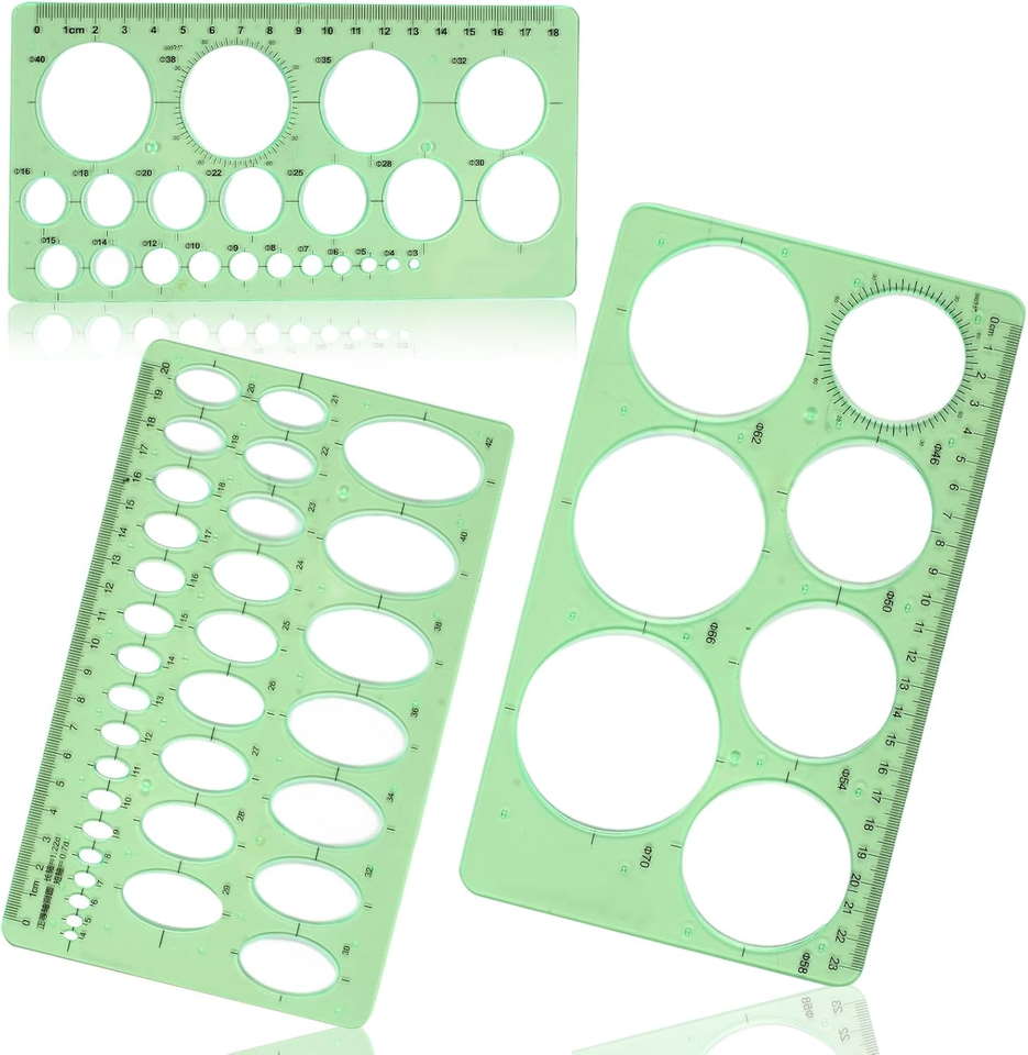 3PCS Circle Template, Plastic Circle and Oval Templates Measuring ...