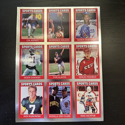 1991 Allan Kaye’s Sports Cards Full Panel Cal Ripken Glavine Deion ...