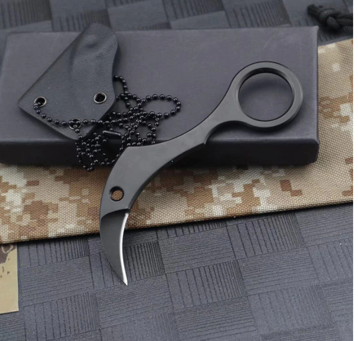 Tactical Karambit Fixed Blade Knife Full Tang D2 Blade Hunting Survival ...