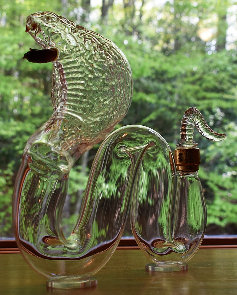 Snake Cobra Whisky Decanter Bottle Glass Sculptured Art Glass 1000 ML ...