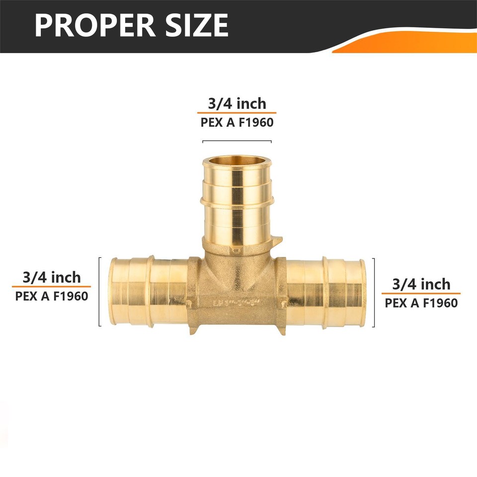 EFIELD 5 To 100 Packs Pex A Expansion Tee 3/4"x3/4"x3/4" Brass Fittings ...