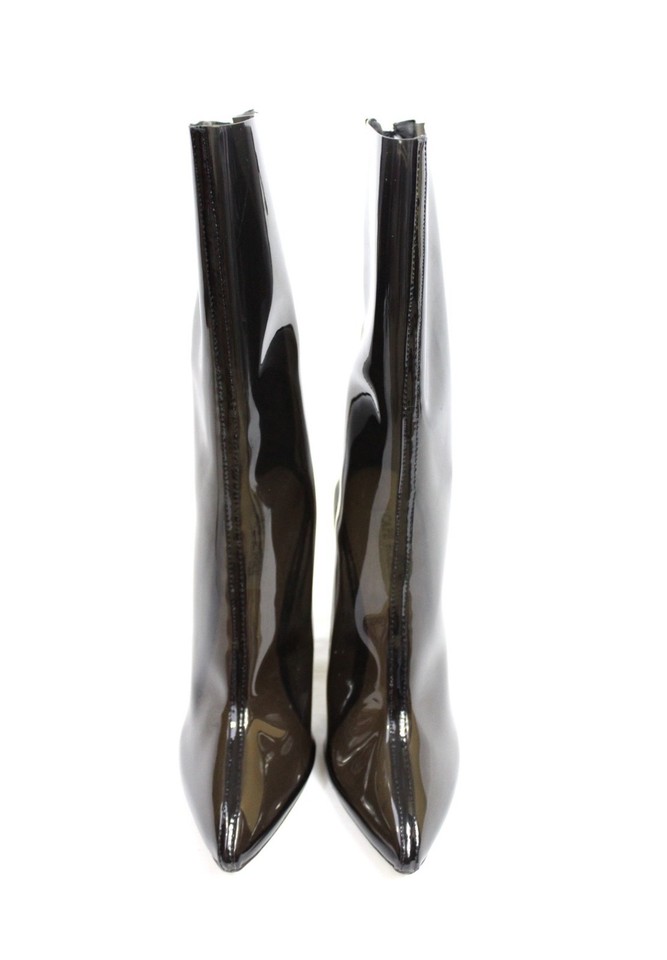 Pointy Toe Block Chunky Clear Perspex Lucite Heel Ankle Boot Bootie ...