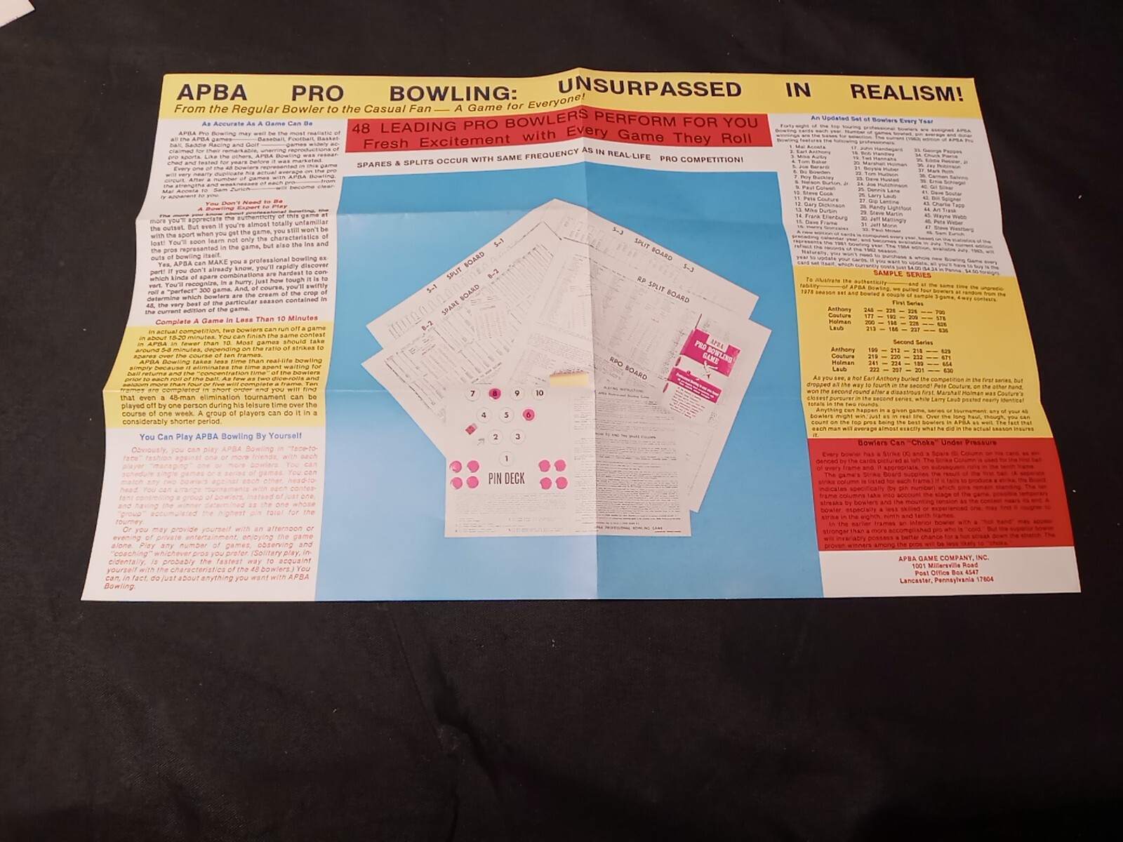 APBA SPORTS TABLE TOP GAMES VINTAGE PAMPHLETS : PBA BOWLING & APBA ...