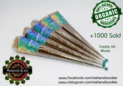 100% Natural Fresh Organic Henna Cones Handmade Mehndi 20g cone 0.50 mm ...