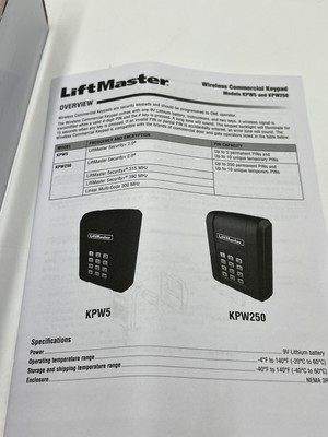 Liftmaster Garage Door Keypad Liftmaster KPW5 Wireless Keypad - Heavy ...