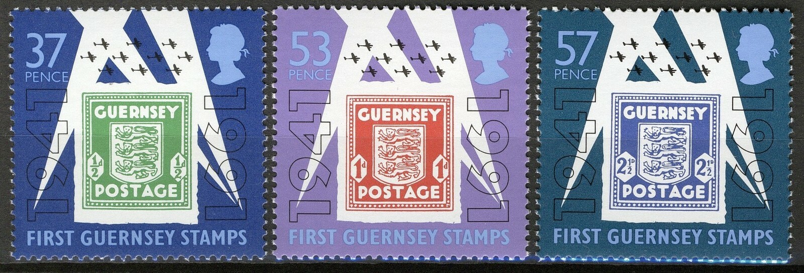 Guernsey 1991, German occupation of Guernsey 1941 set VF MNH, Mi 513-15 ...