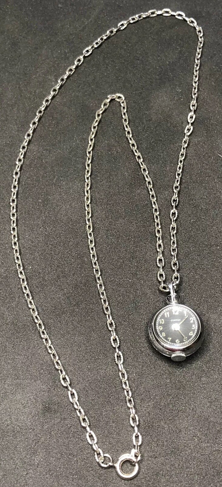 Rare Contex Swiss Ball Charm Pendant Watch Swiss Chain Necklace Black ...