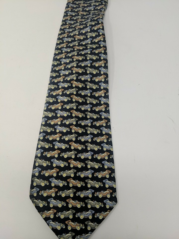 Nadia Roden Handmade Neck Tie With Old Fashioned Race Car Pattern | eBay