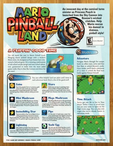 2004 Mario Pinball Land GBA Print Ad/Poster Original Authentic Video ...