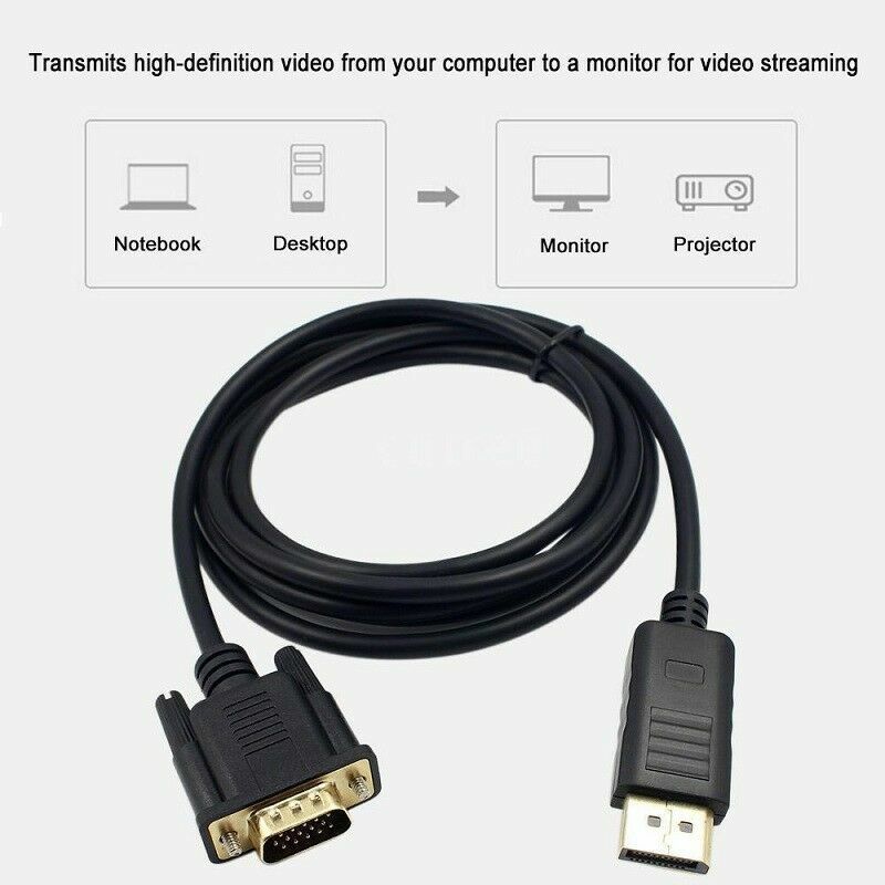1M DisplayPort DP Plug to SVGA VGA HD Male-Male Plug Digital Video ...