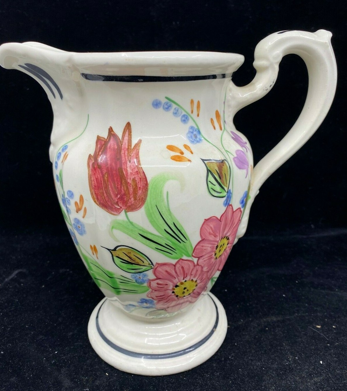 Blue Ridge China Pitcher Milk #1 HELP? Pink Flowers Green Vine Pattern ...