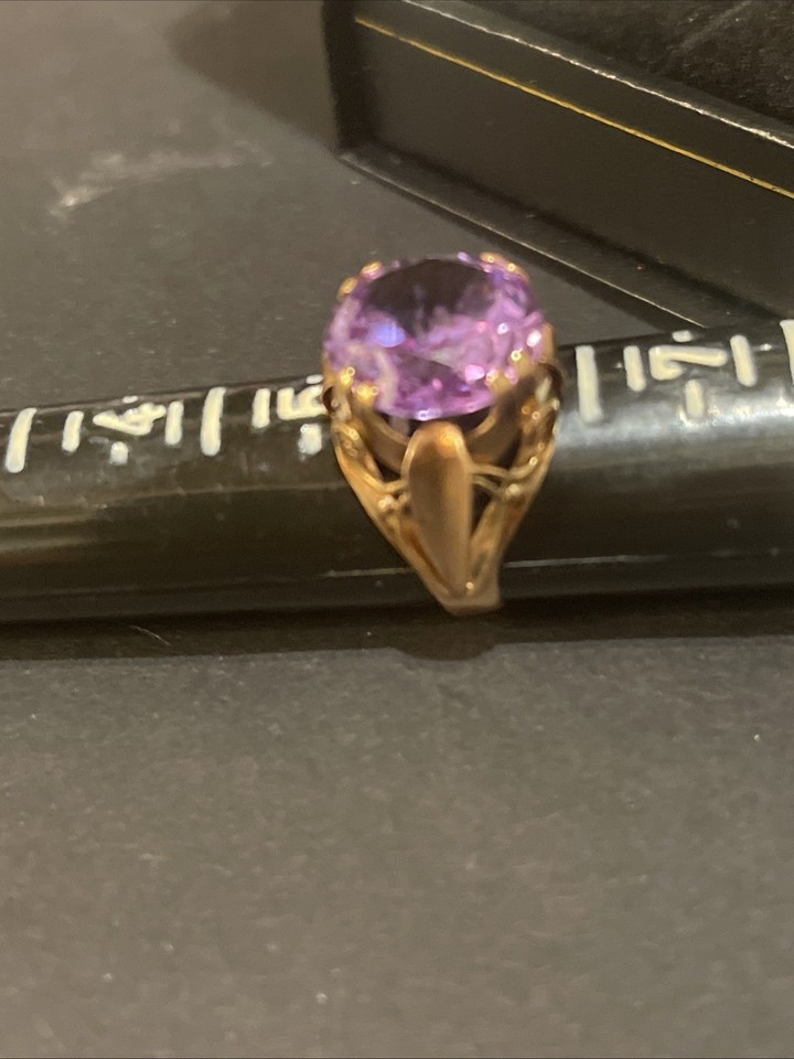 USSR gold 14K ring with alexandrite Synthetic, Vintage, Vivid Color ...