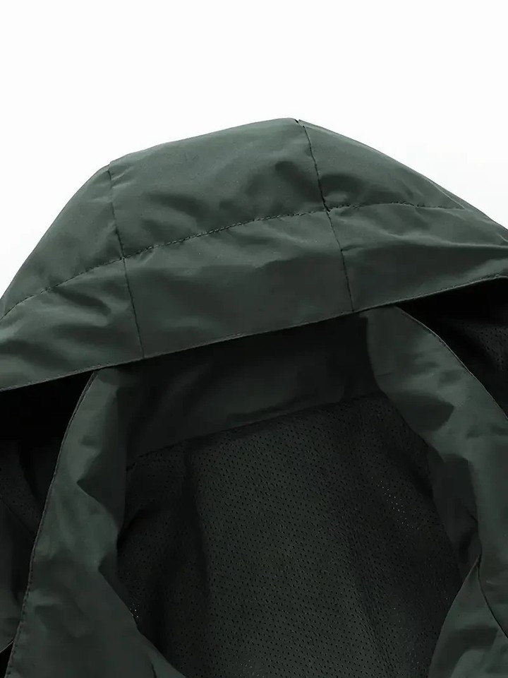 Mens Waterproof Windbreaker Rain Jacket Hooded Soft Shell Outdoor Grey ...