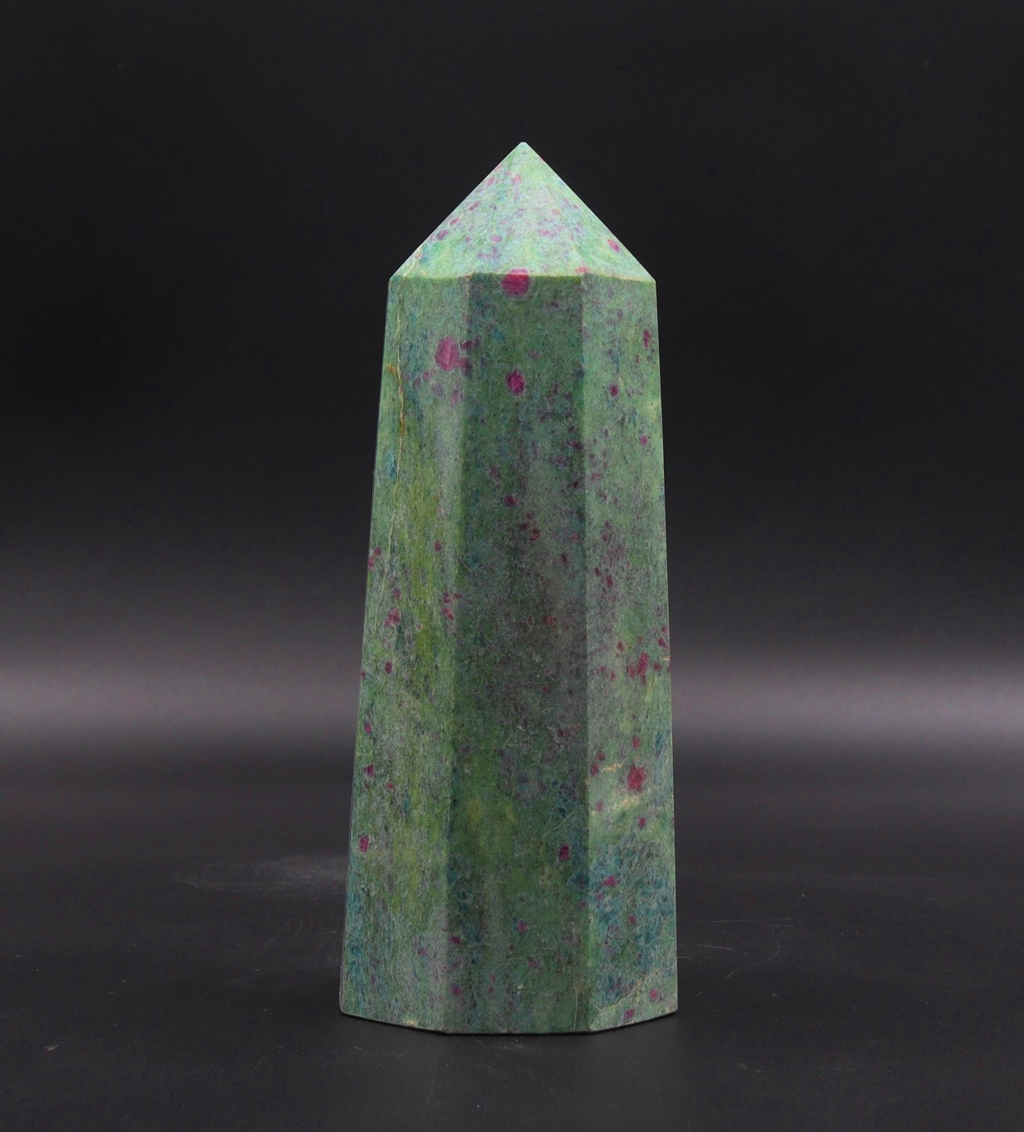 140MM Pink Ruby In Fuchsite Tower Crystal Healing Gemstone 8 Faceted ...