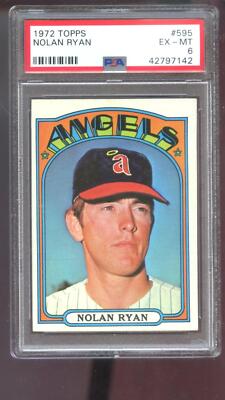 1972 Topps #595 Nolan Ryan PSA 6 Graded Baseball Card MLB California ...