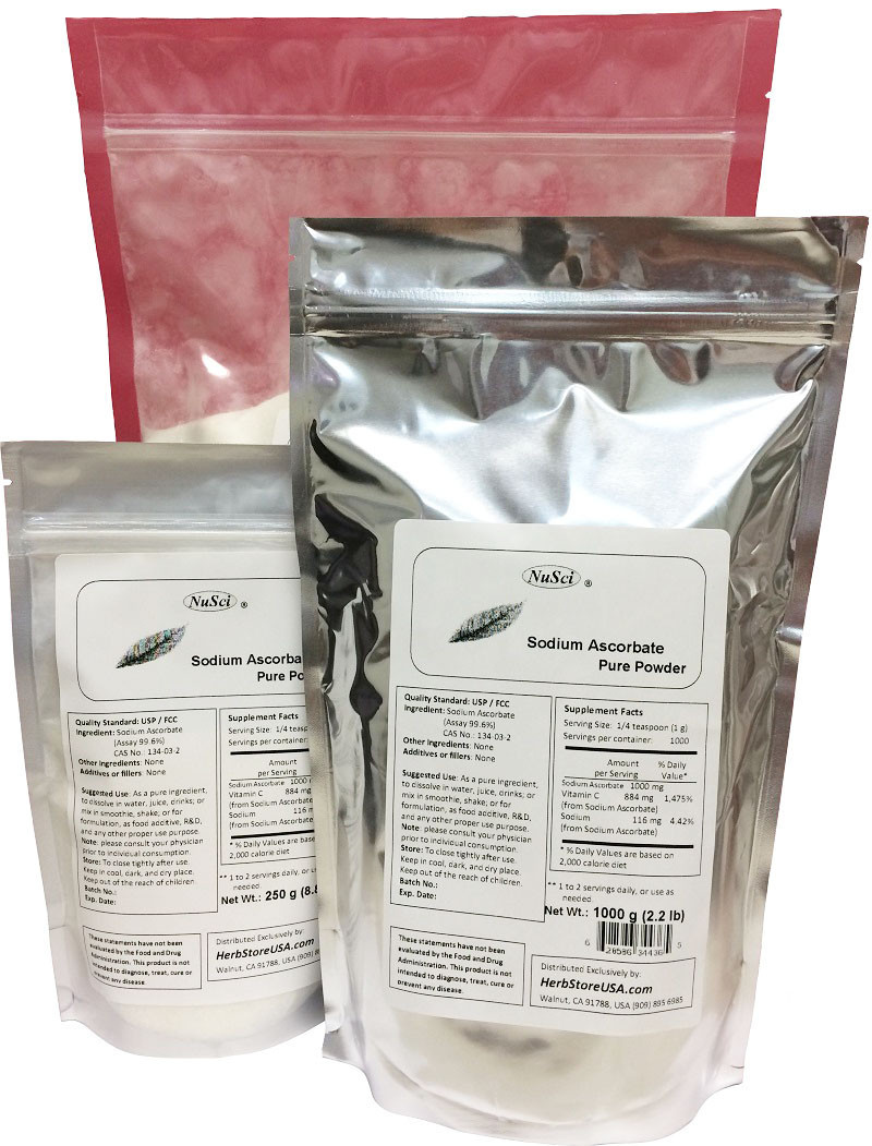 NuSci pure Sodium Ascorbate Buffered Ascorbic Acid Powder 100g (3.52 oz ...