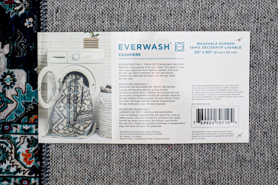 Super Soft EVERWASH Blue Cashmere Washable Runner Rug 20" x 60" Non ...