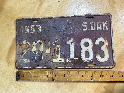 1953 SOUTH DAKOTA SD LICENSE PLATE 29-1183 S DAK 50s | eBay