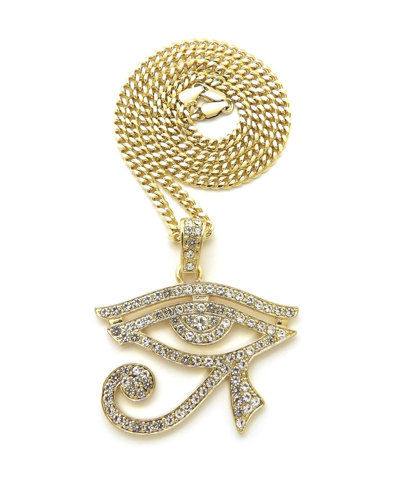 Egyptian Eye of Horus Pendant Box, Rope, Cuban Chain Fashion Necklace ...