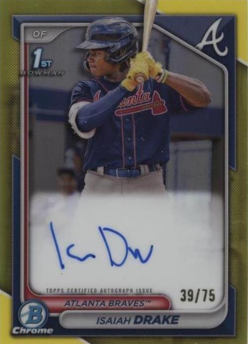 2024 Bowman - Chrome Prospect Autographs Isaiah Drake #CPA-ID Yellow ...