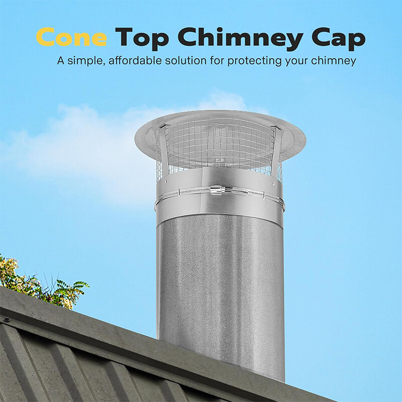 Adjustable Chimney Cap Galvanized Steel Round Roof Rain Cover 4/6/8/10 ...