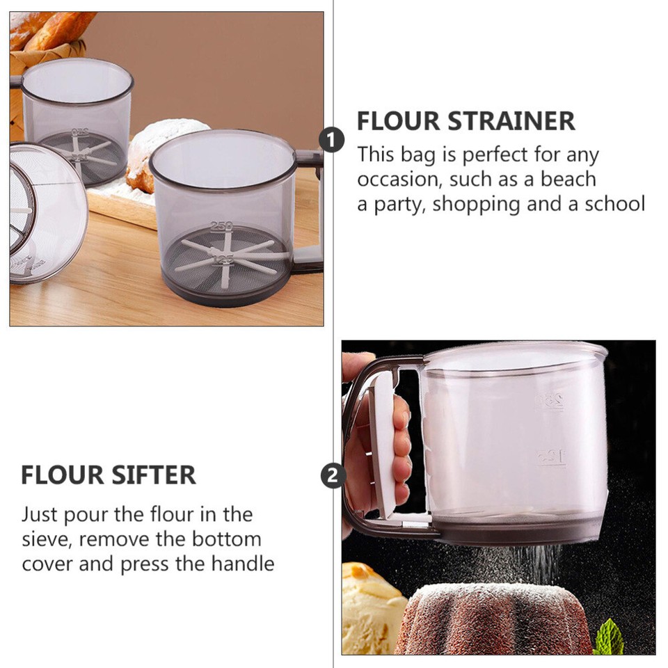 Flour Shaker Round Sifter Cup Kitchen Sifter Metal Flour Sifter Hand ...