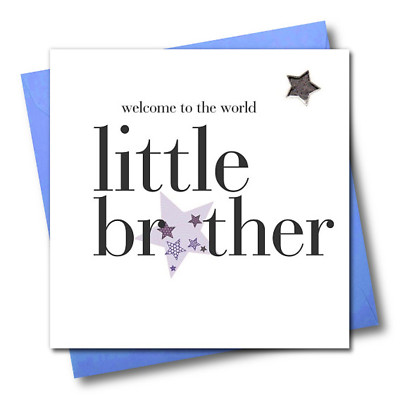 Baby Card, Welcome to the world little brother, Embellished with a ...