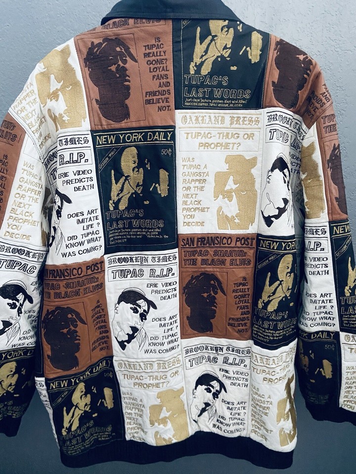 Tupac 2Pac Shakur Genuine Leather Patchwork Newspaper Jacket - RARE | eBay