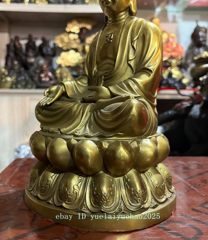 China Pure Brass Copper Lotus Flower Amitayus Tathagata Sakyamuni ...