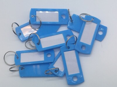 Key Tags Plastic ID Tags Name Label Key Ring Fob Tag Light Blue Free ...