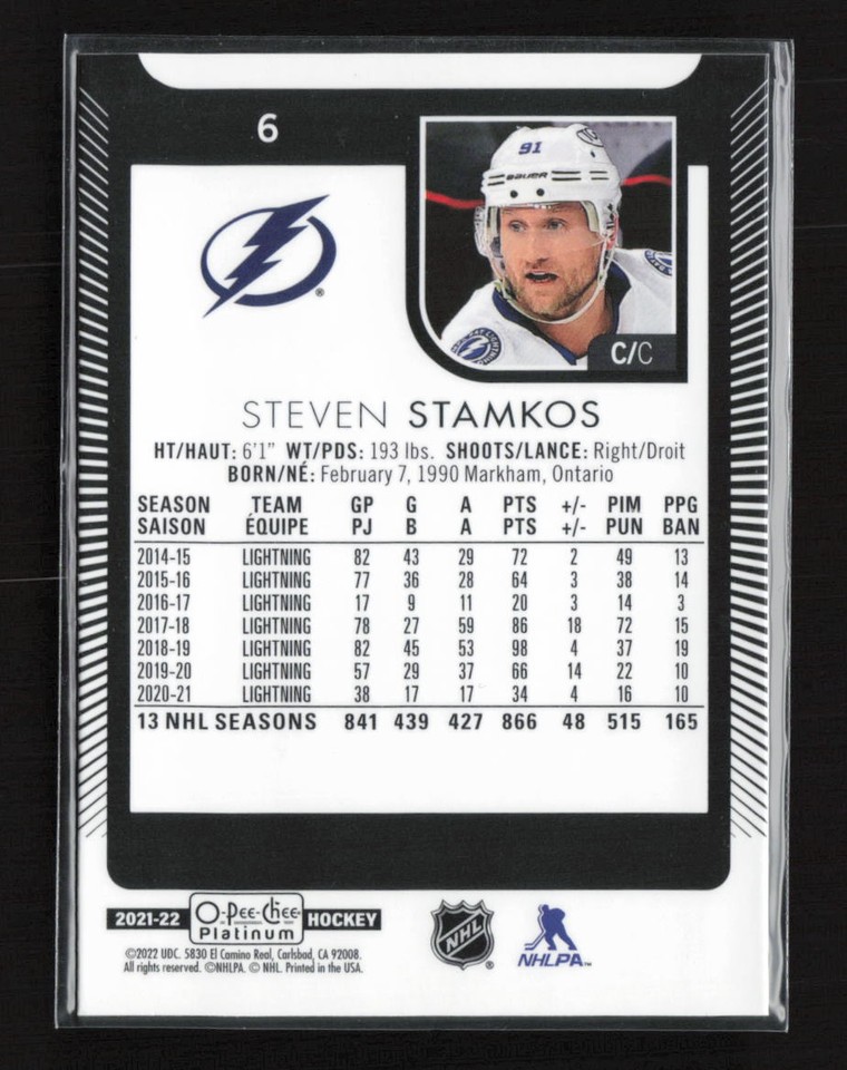 Steven Stamkos 2021-22 O-Pee-Chee Platinum #6 Matte Pink Tampa Bay ...